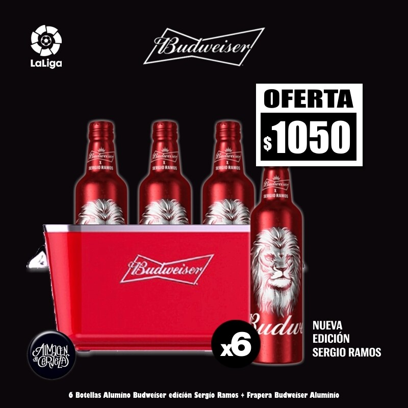 6 Bot SERGIO RAMOS + Frapera Bud Aluminio