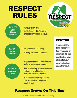 "Respect Rules" Bus Poster | Store | Pupil Transportation Safety Institute
