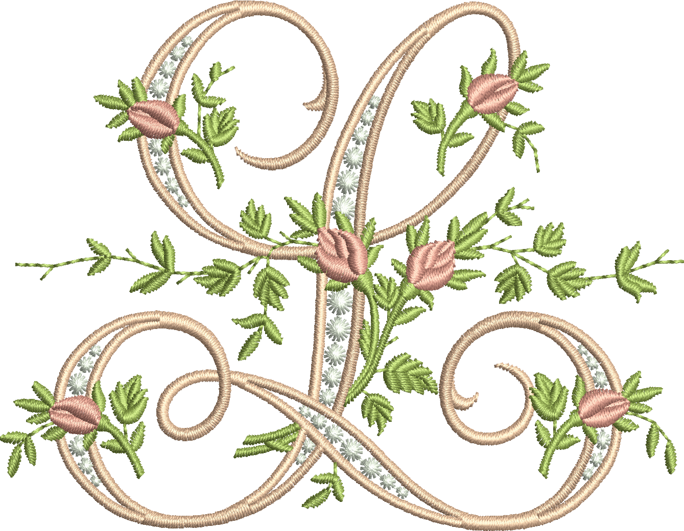 Monogram L with roses Machine Embroidery Design | Vintage Floral ...