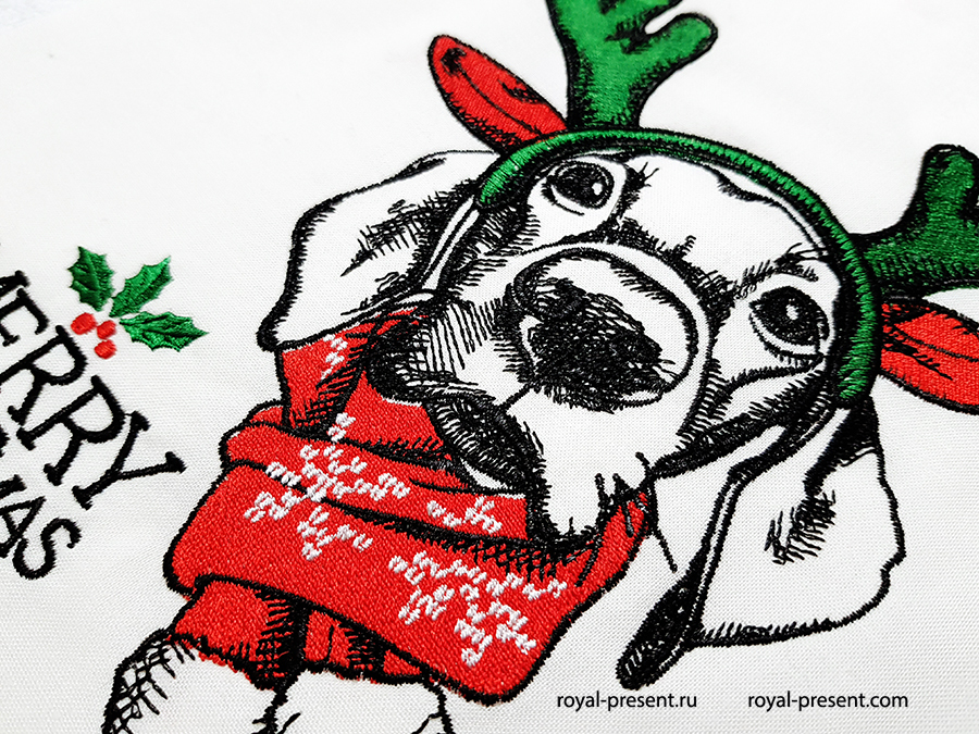 Christmas Labrador Retriever Head Machine Embroidery Design | Christmas ...