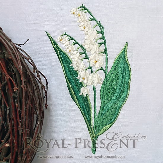 Machine Embroidery Design Lilies of the valley - 2 sizes | Lilies of the valley embroidery ...
