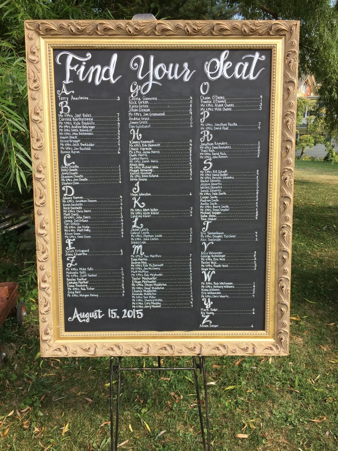 Large Gold Framed Chalkboard Sign