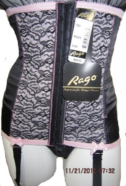 Rago 721 Waist cincher corset garter belt girdle pink Black | Store