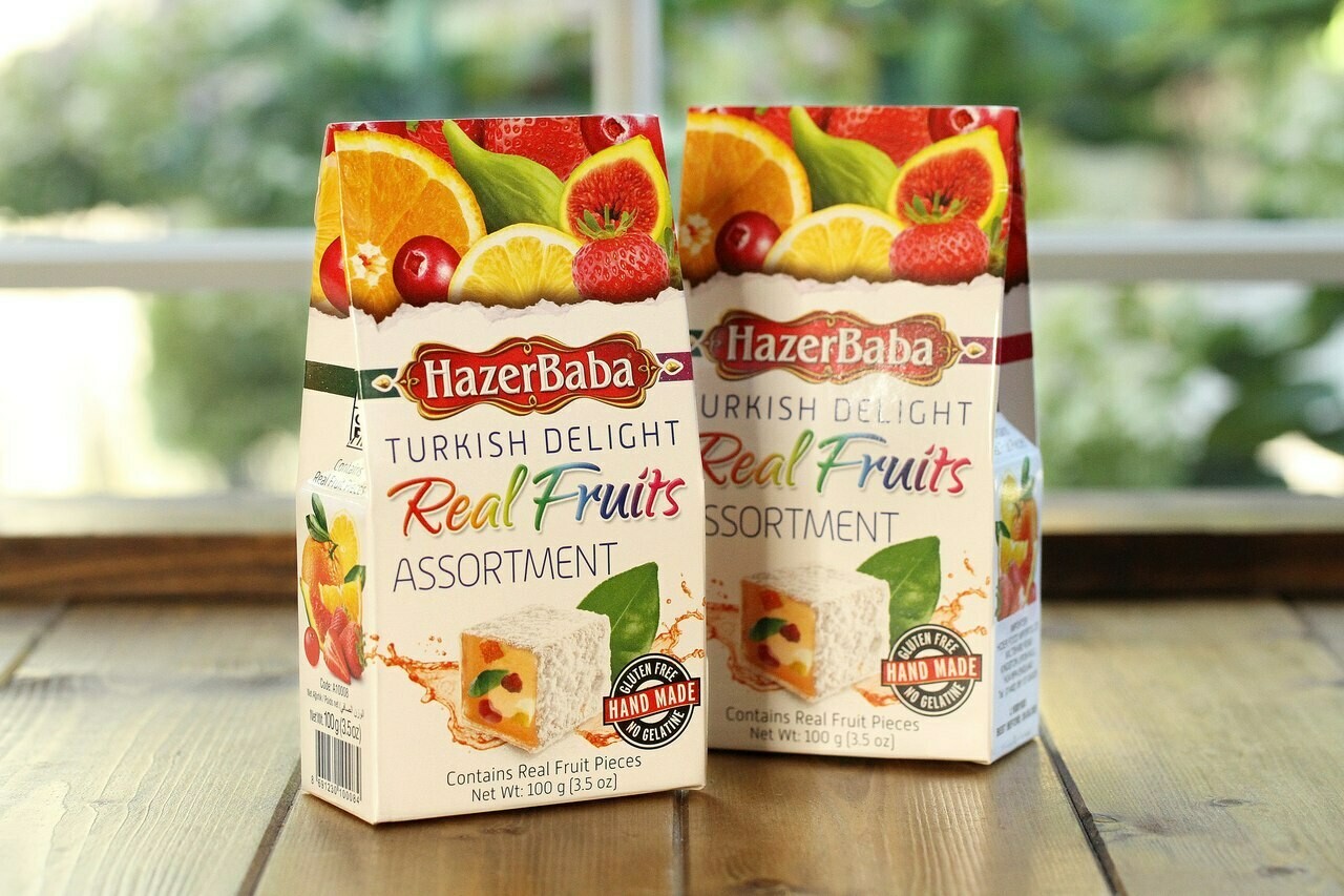 Hazer Baba Turkish Delight Real Fruit 100gr Snack Pack