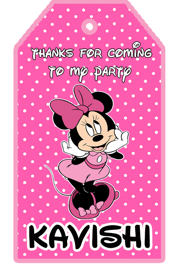 Personalized Minnie Mouse Birthday Thank you Tags (24 Pcs) Personalized Minnie Mouse Birthday Thank you Tags (24 Pcs)