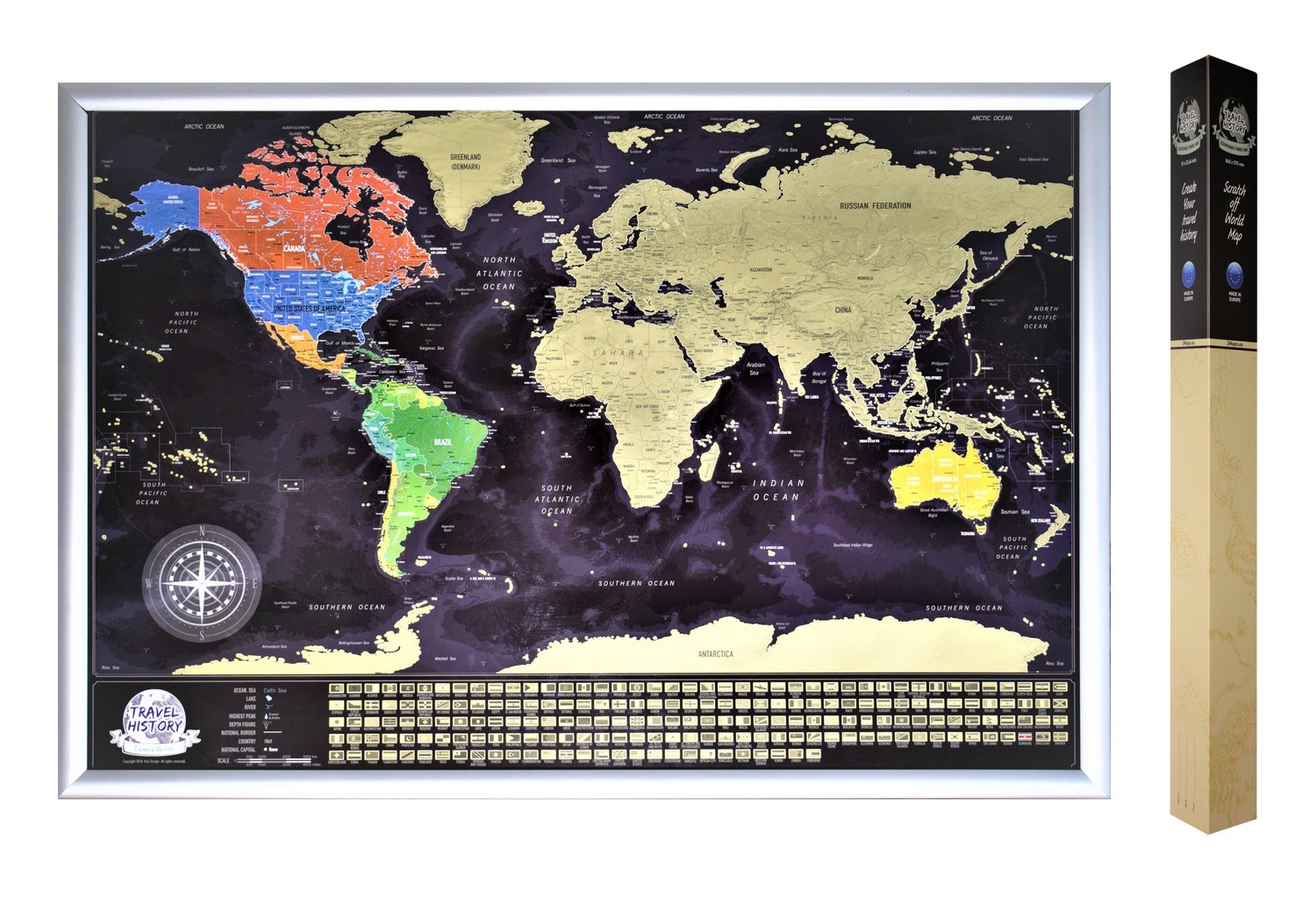Scratch off World Map with Flags,Best Gift for Traveler