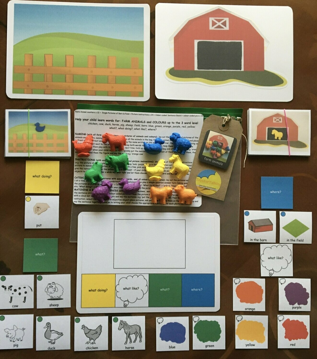 Farm Animals 3 Word Level Colourful Semantics Pack