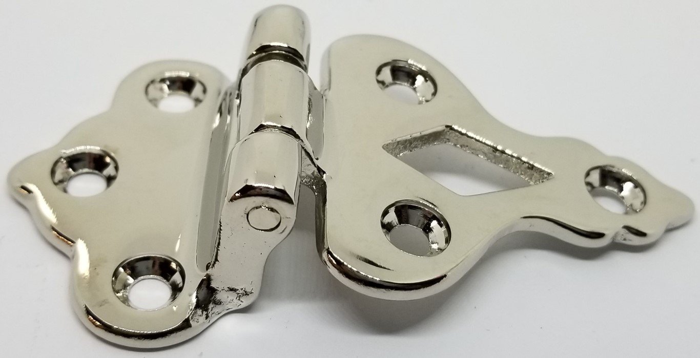 Polished Nickel Plated Cast Solid Brass Ice Box Door Hinge 3/8" Offset ...