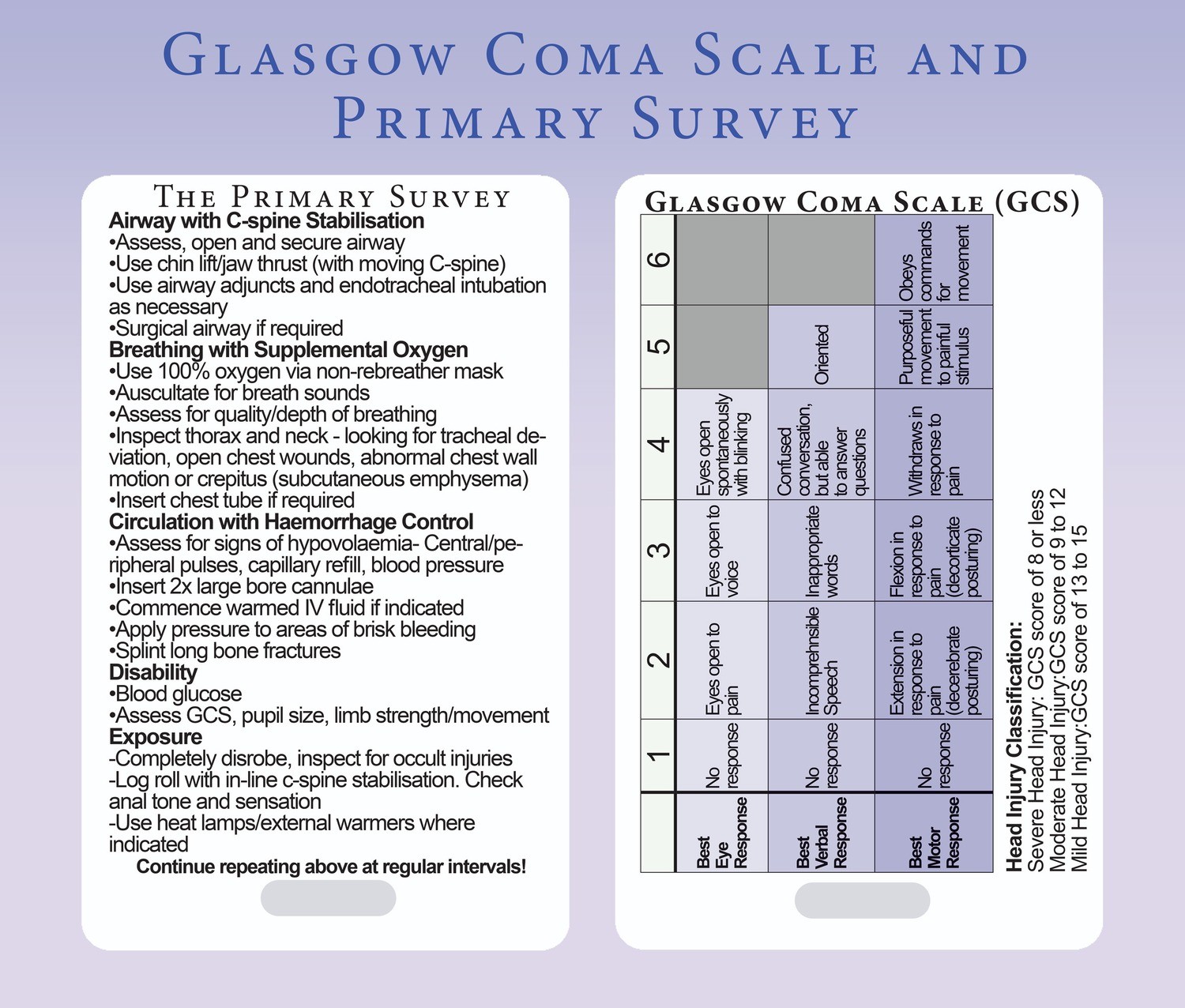 Glasgow Coma Scale (GCS) and Primary Survey