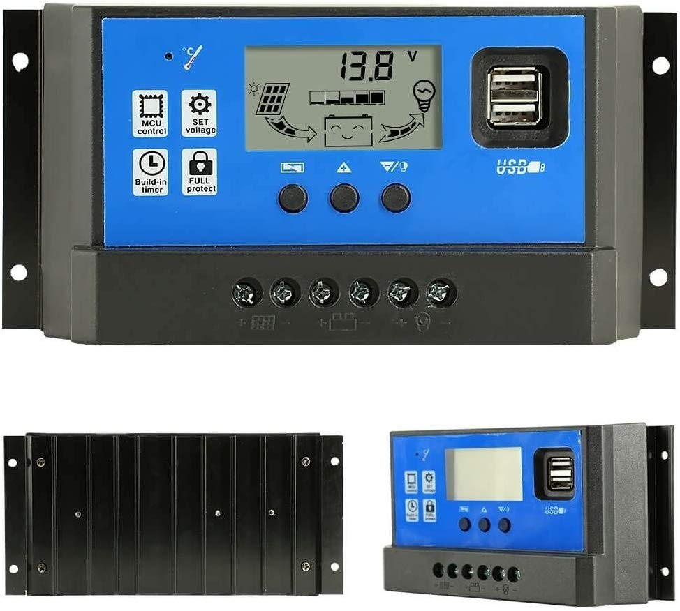 30 Amps Regulateur Panneau Solaire Regulator Solar Panel Charge Controller 12V 24V Adjustable ...