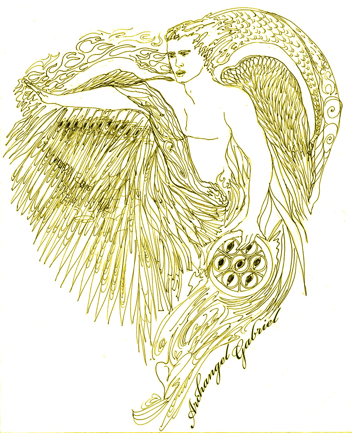 The Warrior Angels; Archangel Gabriel line drawing – All Gifts – God ...